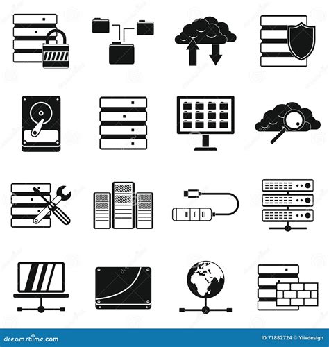 Database Icons Set Stock Vector Illustration Of Laptop 71882724