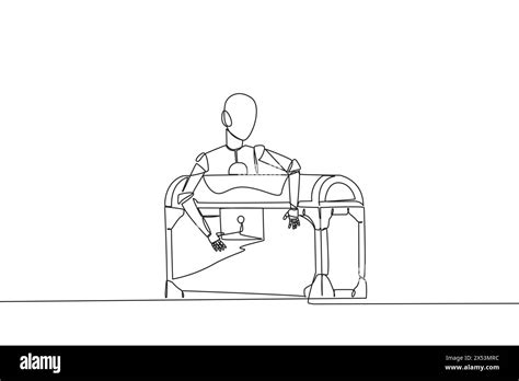 Single Continuous Line Drawing Robotic Hugging Treasure Chest Scans