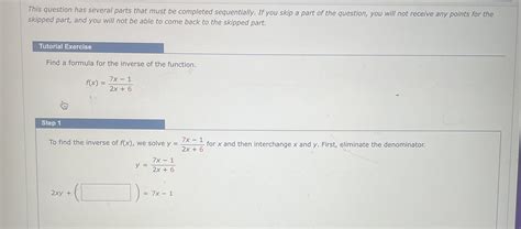 Solved Find A Formula For The Inverse Of The