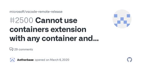 Cannot Use Containers Extension With Any Container And Any Project Issue Microsoft
