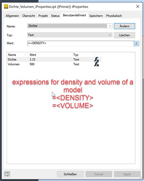 Access Density And Volume Of An Inventor Model Without Opening It