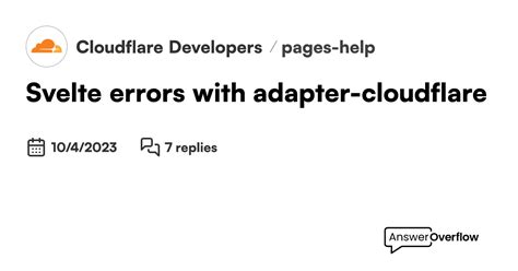 Svelte Errors With Adapter Cloudflare Cloudflare Developers
