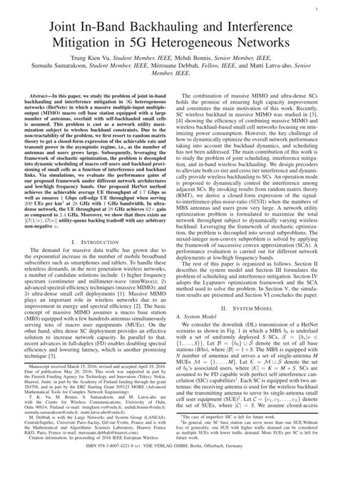 Pdf Joint In Band Backhauling And Interference Mitigation In 5g Heterogeneous Networks