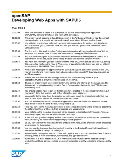 Opensap Ui51 Week 2 Transcripts Pdf Metadata Data Type