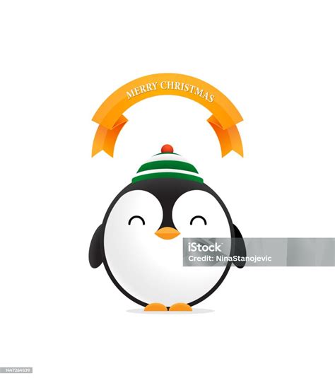 귀여운 펭귄과 함께 메리 크리스마스 인사말 카드 벡터 그림입니다 겨울에 대한 스톡 벡터 아트 및 기타 이미지 겨울 계절 공휴일 Istock