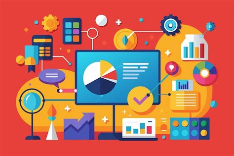 Collage Of Colorful Data Analysis Elements Featuring Graphs Charts And Analytical Tools Set