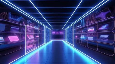 네온 불빛과 3d 렌더링된 쇼핑 제품으로 조명되는 미래형 터널 전자 상거래 전자상거래 사업 인터넷 쇼핑 배경 일러스트 및 사진 무료 다운로드 Pngtree