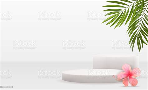 사실적인 3d 화이트 트렌디 한 빈 연단 디스플레이 화장품 프리젠 테이션 패션 잡지 공간 벡터 그림 복사 개념에 대한 스톡 벡터