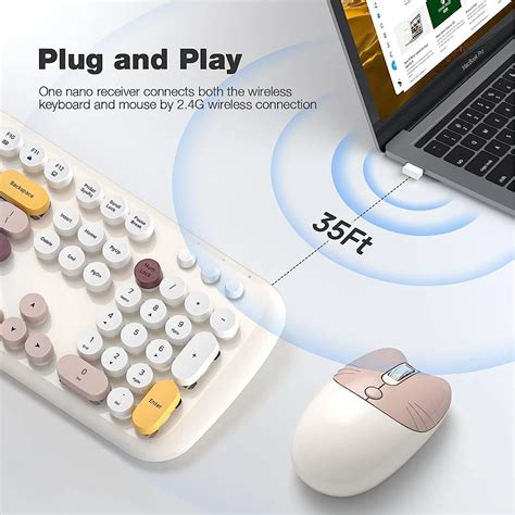 Mofii Wireless Retro Full Size Typewriter Keyboard And Mouse Combo