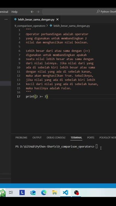 operator perbandingan lebih besar sama dengan di python dreaviam