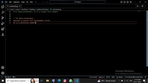 Kondaveeti Vamsi On Linkedin Task 4 Types Of Comments In Python Kiran Sagar Pythonlife