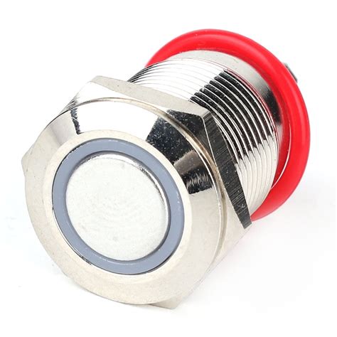 Neyseki 2 Pcs 12mm 4 Pin Self Reset Metal Button Switch With LED Light IP65 Switch Red 3 9V