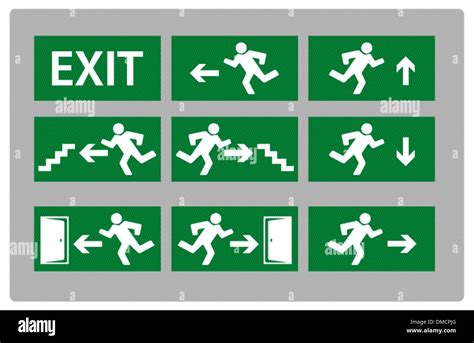 Fluorescent Exit Sign Stock Vector Images Alamy
