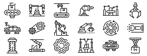 Assembly Line Icons Set Outline Style 8479722 Vector Art At Vecteezy
