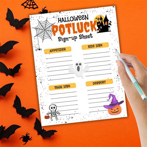 Halloween Potluck Sign Up Sheet Potluck Sign Up Sheet Potluck Sign Up
