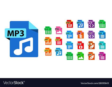 File Format Extensions Icons Collection Royalty Free Vector