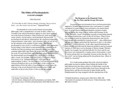 Pdf The Ethics Of Psychoanalysis A Recent Example