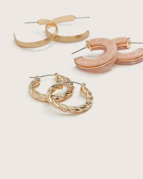 Assorted Small Hoop Earrings Set Of 3 Penningtons