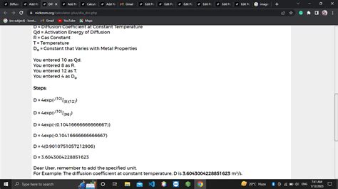 How To Calculate And Solve For Diffusion Coefficient At Constant Temperature Diffusion In Alloying