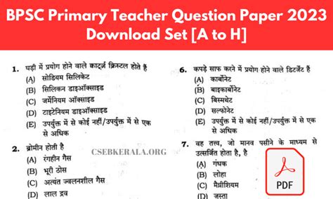 Bpsc Teacher Question Paper 2023 [pdf] Download All Shifts Set A To