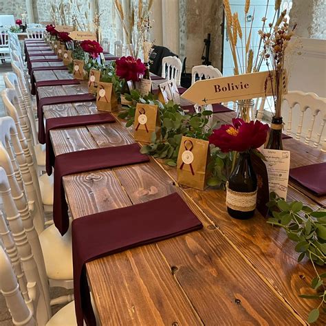 Table Bois Rustique Rectangulaire 8 10 Personnes Couleur Foncée Hbnb Event