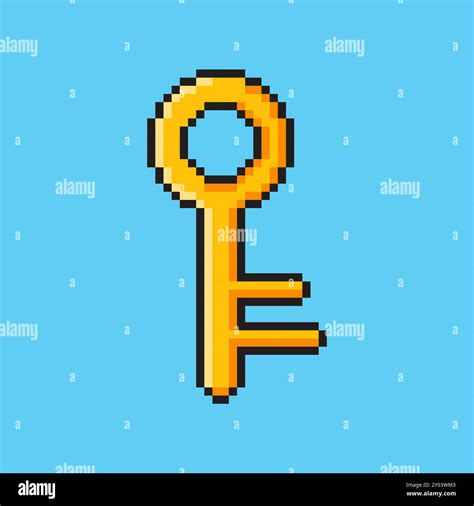 Vector Illustration Of Key With Pixel Art Design Perfect For Game Assets Themed Designs Stock