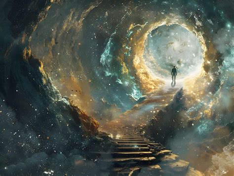 Premium Photo A Traveler S Transcendent Journey Through Fractal