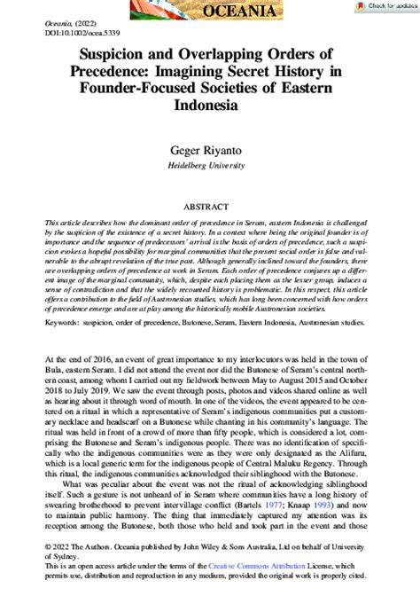 Pdf Suspicion And Overlapping Orders Of Precedence Imagining Secret