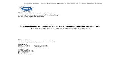 Pdf Evaluating Business Process Management Maturity Diva Portal Dokumen Tips