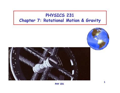 Lecture Notes For Rotational Motion And Gravity Phy 231 Docsity