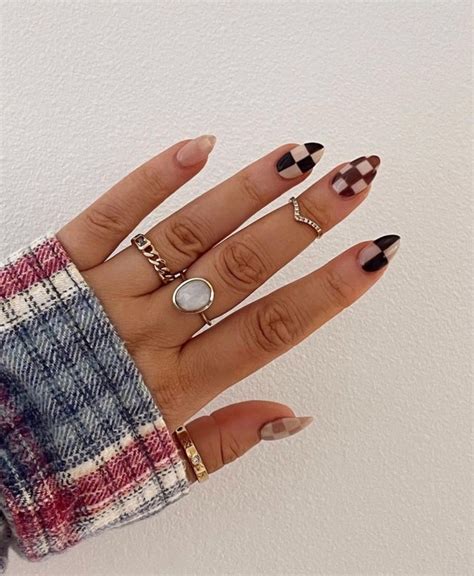 75 The Coolest Checkered Nail Art Designs — Nude And Checkered Nails