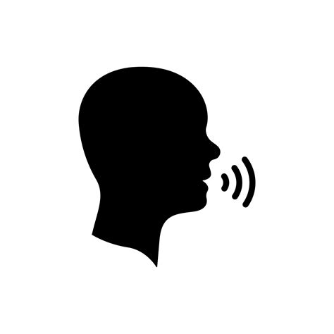 Man Talk Silhouette Icon Voice Command With Sound Waves Person