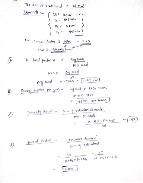 [solved] The Annual Peak Load On A 30 Mw Power Station Is 25 Mw The Power Course Hero