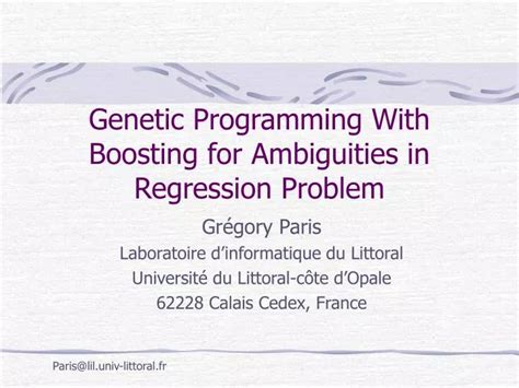 Ppt Genetic Programming With Boosting For Ambiguities In Regression Problem Powerpoint