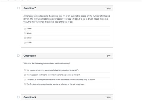 Solved D Question 7 1 Pts A Manager Wishes To Predict The