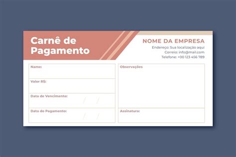 Flat Design Brazilian Payment Book Template Free Vector