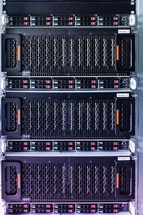 array of data storage hard drives in internet data center stock image image of backup