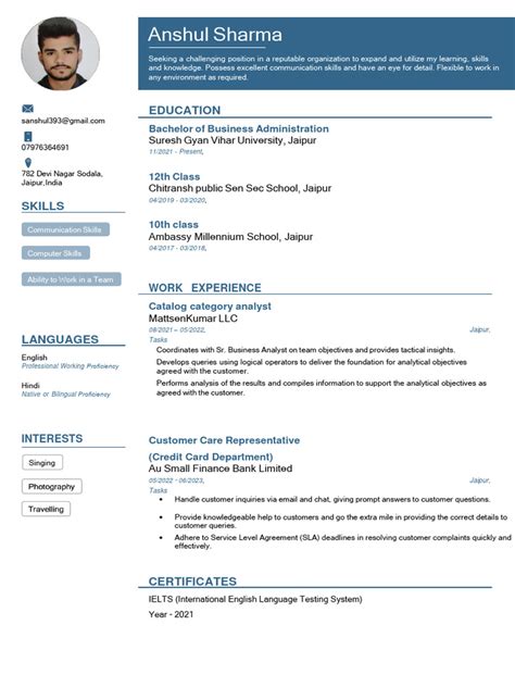 anshul s resume download free pdf learning cognition