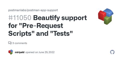 beautify support for pre request scripts and tests · issue 11050