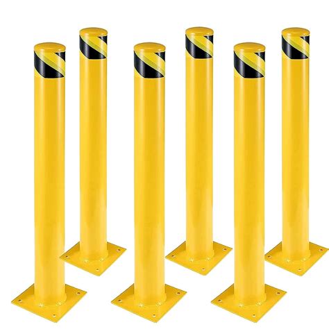Safety Bollard 6 Packs Garvee 48 Inch Height Bollard Post 4 5 Inch