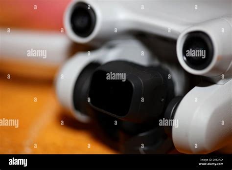 Close Up Drone Sensor And Drone Propeller Focus Is On Second Propeller Droning Concept Video