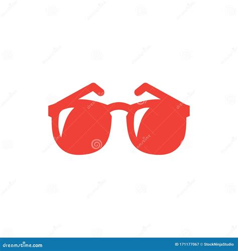 Glasses Red Icon On White Background Red Flat Style Vector
