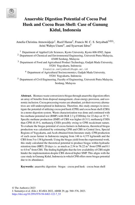 Pdf Anaerobic Digestion Potential Of Cocoa Pod Husk And Cocoa Bean