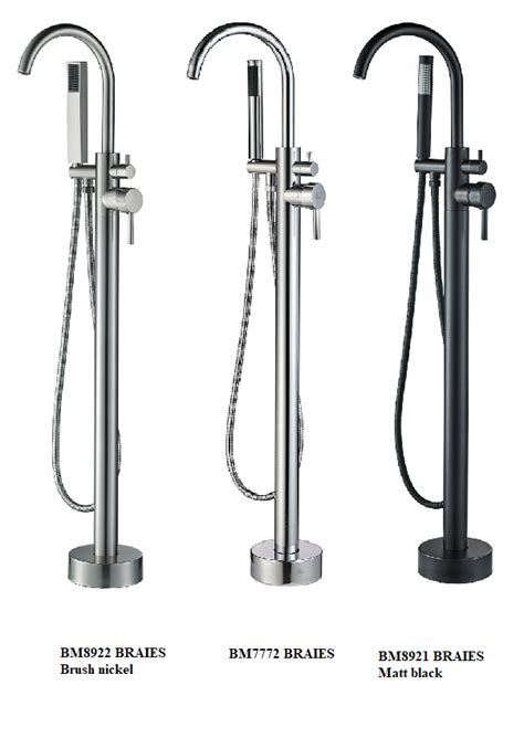 Смеситель BRAIES Matt black напольный для отдельностоящей ванны BOCH ...