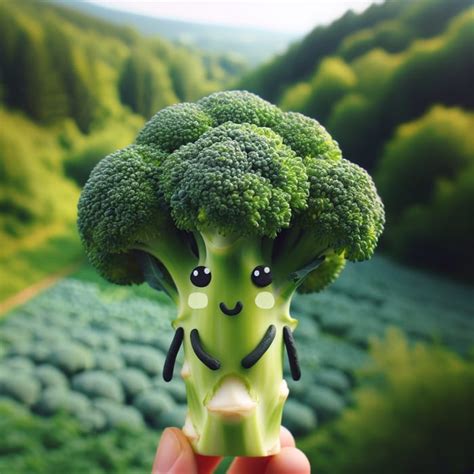 Adorable Broccoli Character With Decorative Black Lines Ai Art