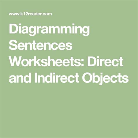 Diagramming Sentences Worksheets Direct And Indirect Objects