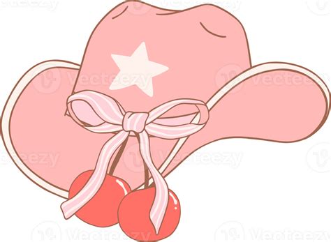 Coquette Cowgirl Hat With Cherries And Pink Ribbon Bow 38022587 Png