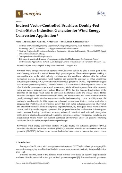 Pdf Indirect Vector Controlled Brushless Doubly Fed Twin Stator Induction Generator For Wind