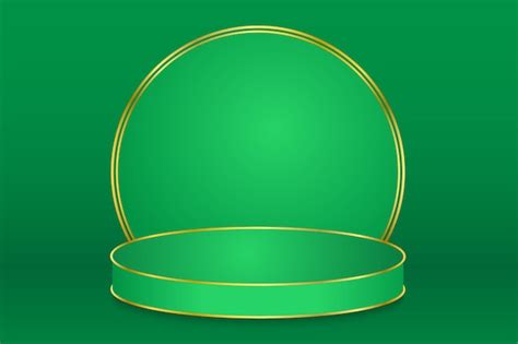 현대 깨끗 한 녹색과 금 연단 배경 디자인 벡터 템플릿 프리미엄 벡터