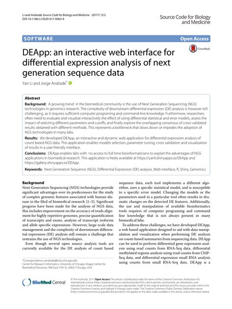 Pdf Deapp An Interactive Web Interface For Differential Expression